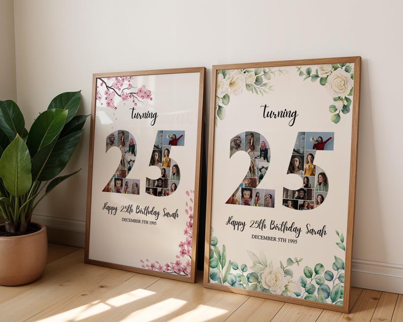 25th Birthday Photo Collage Template: Editable Canva Gift (digital ...