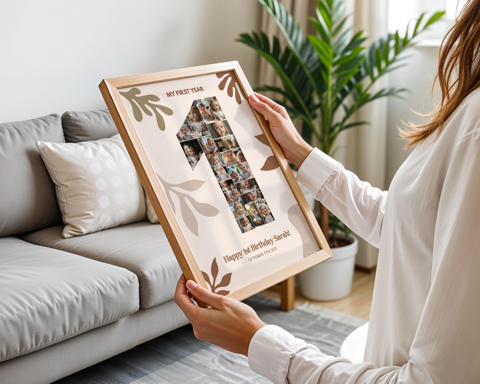 First Birthday Photo Collage: Number 1 Milestone, Canva Template ...