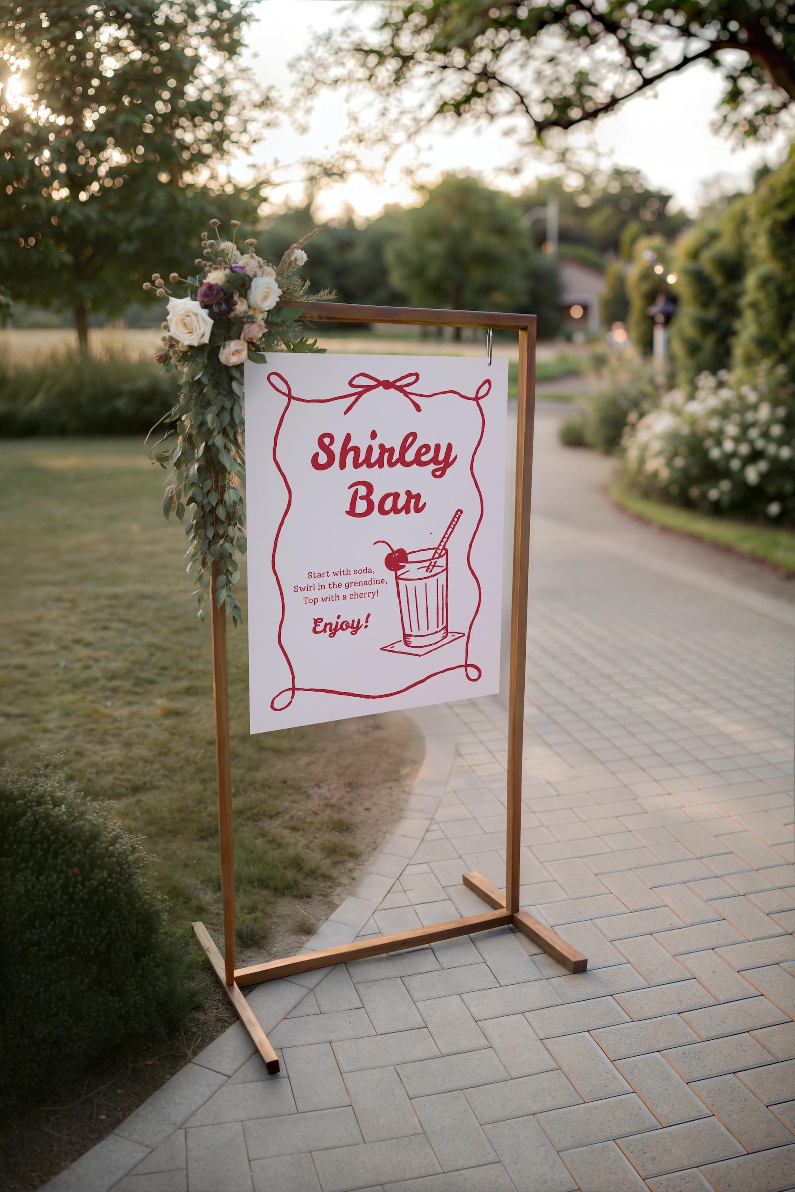Shirley Temple Bar Sign: Bridal Shower Drink Menu, Editable Canva ...