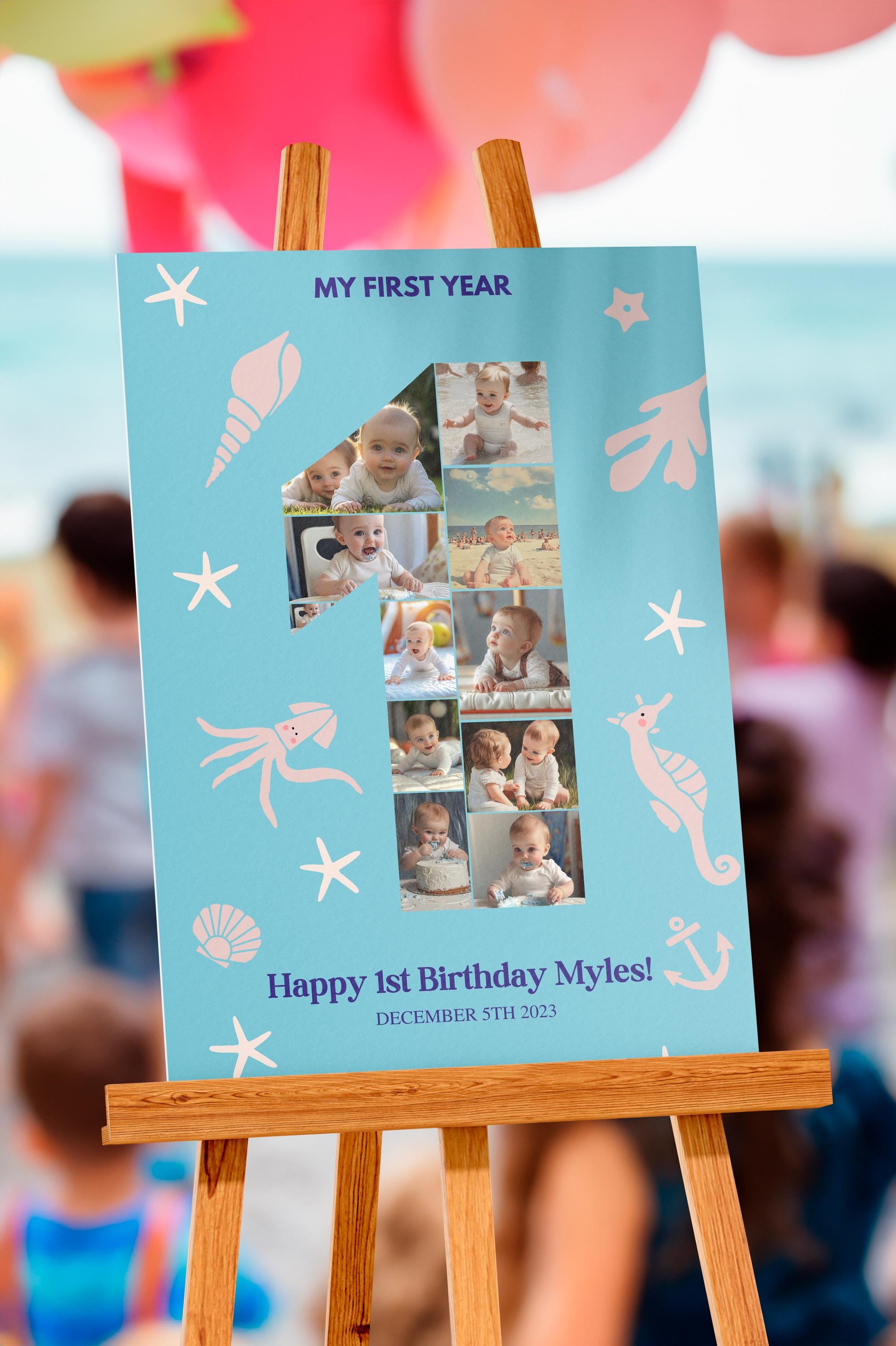 First Birthday Photo Collage: Number 1 Milestone, Canva Template ...
