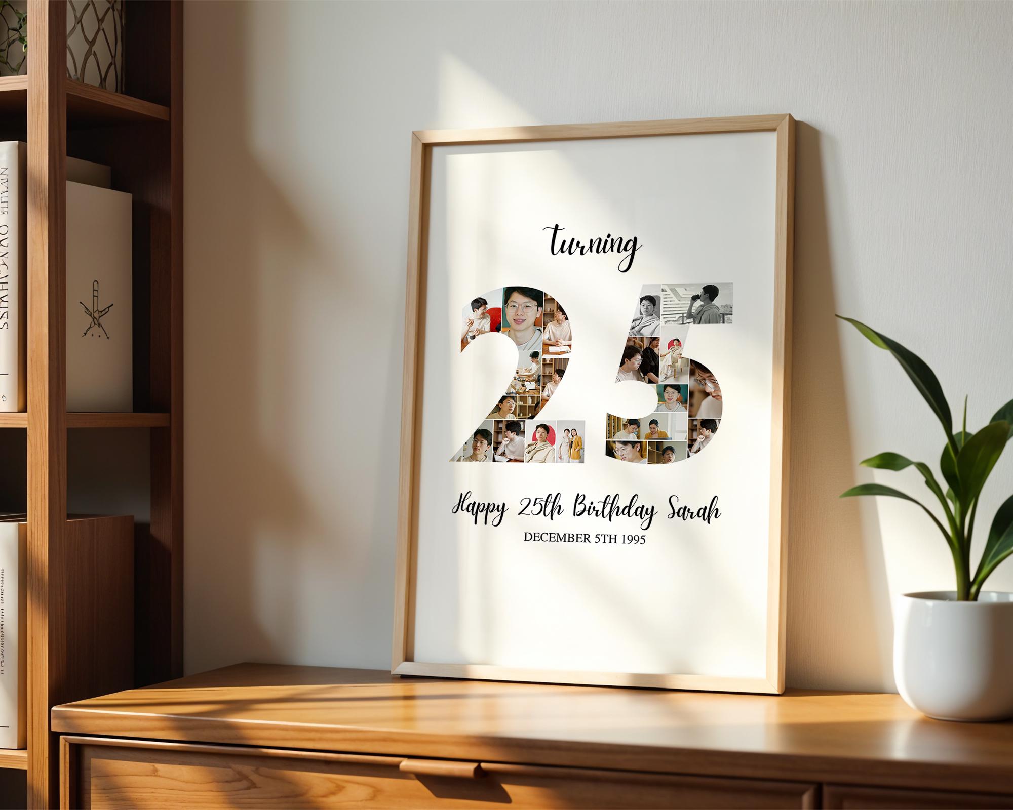 25th Birthday Photo Collage Template: Editable Canva Gift (digital ...