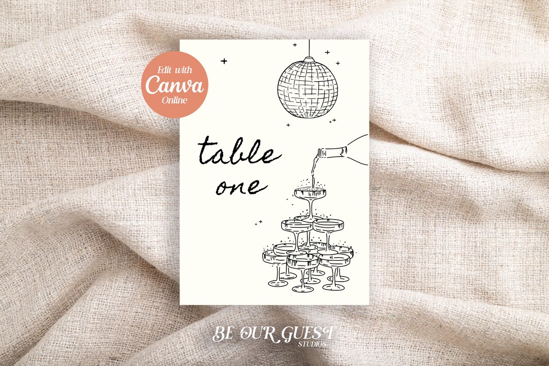 Disco Table Number Template: 70s Retro Wedding Decor (canva Editable ...