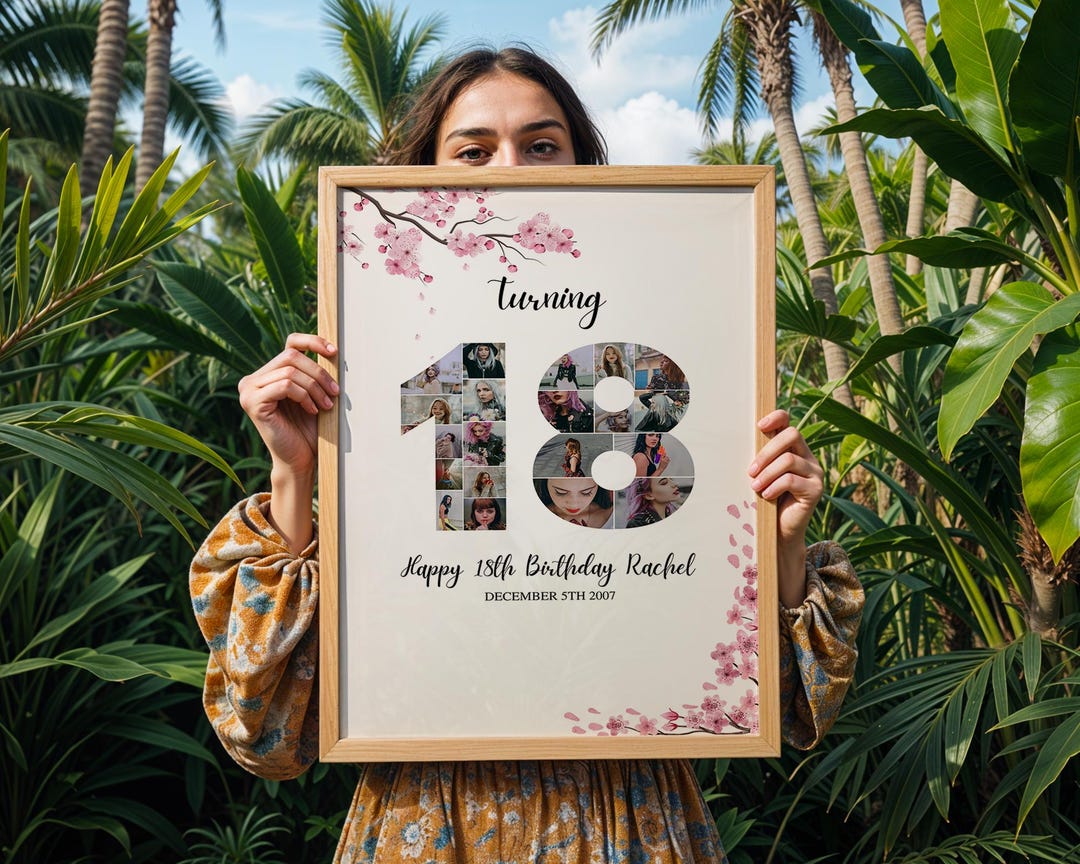 18th Birthday Photo Collage Template: Customizable Number 18, Canva ...