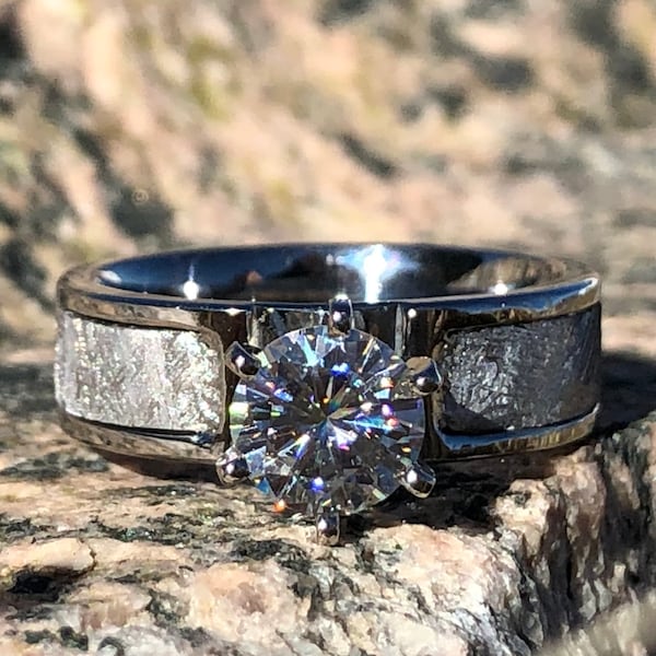 Engagement Ring Meteorite Diamond - Etsy