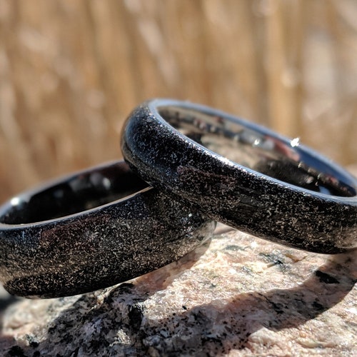 Wedding Ring Set Meteorite Ring USA Made Custom Artisan - Etsy