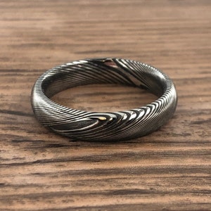 Damasteel Rings Damascus Steel Wedding Bands - Damasteel-blk-5hr - Etsy