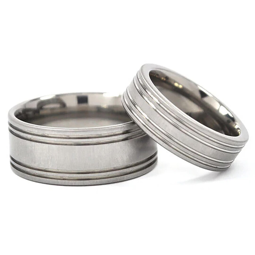 New Matching Titanium Rings, His and Her's Set: 9F4SG-XB.6F4SG-XB - Etsy