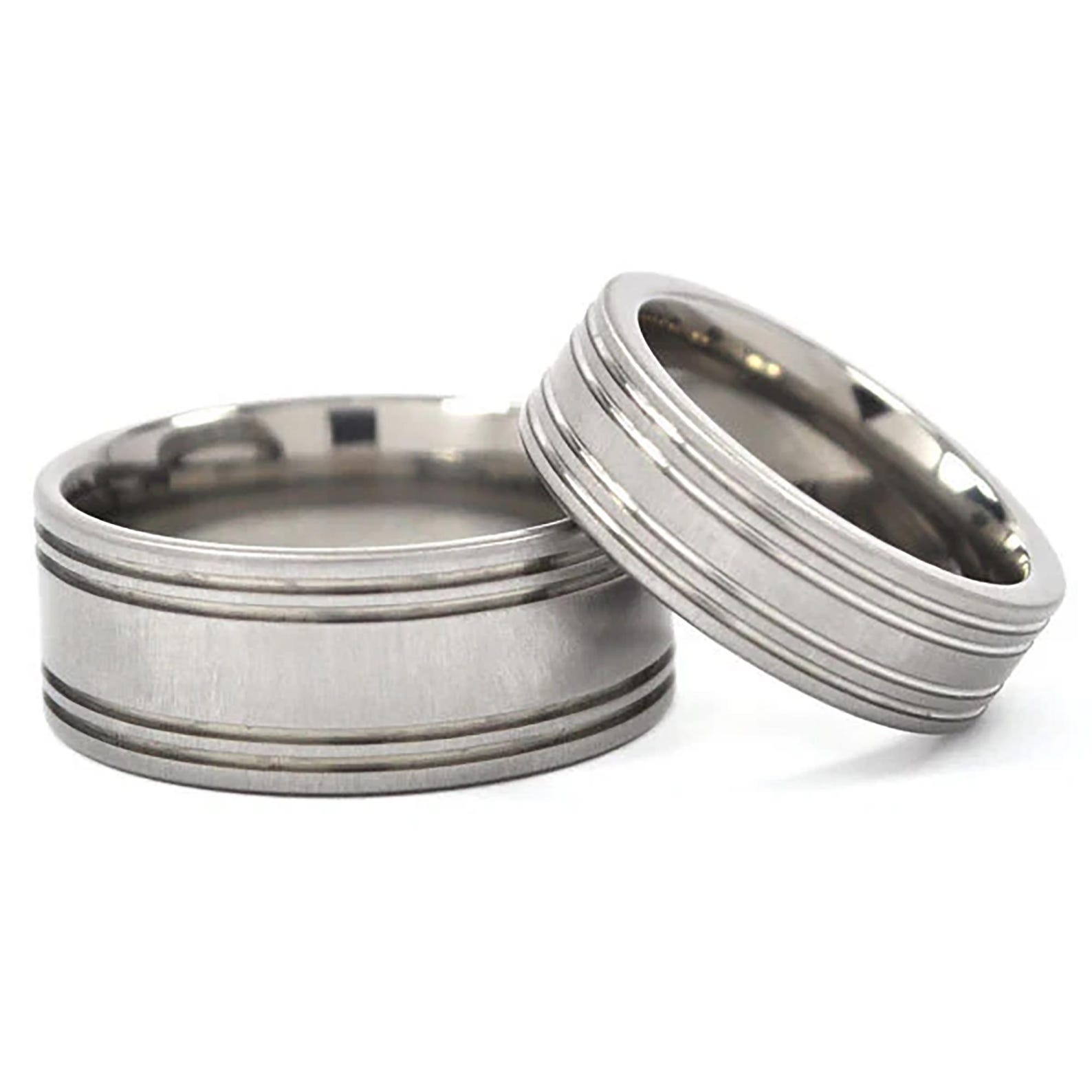 New Matching Titanium Rings, His and Her's Set: 9F4SG-XB.6F4SG-XB - Etsy