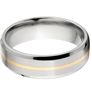 New 7mm Titanium Wedding Ring With 14k Yellow Gold Inlay, -SKU# 7B11G ...