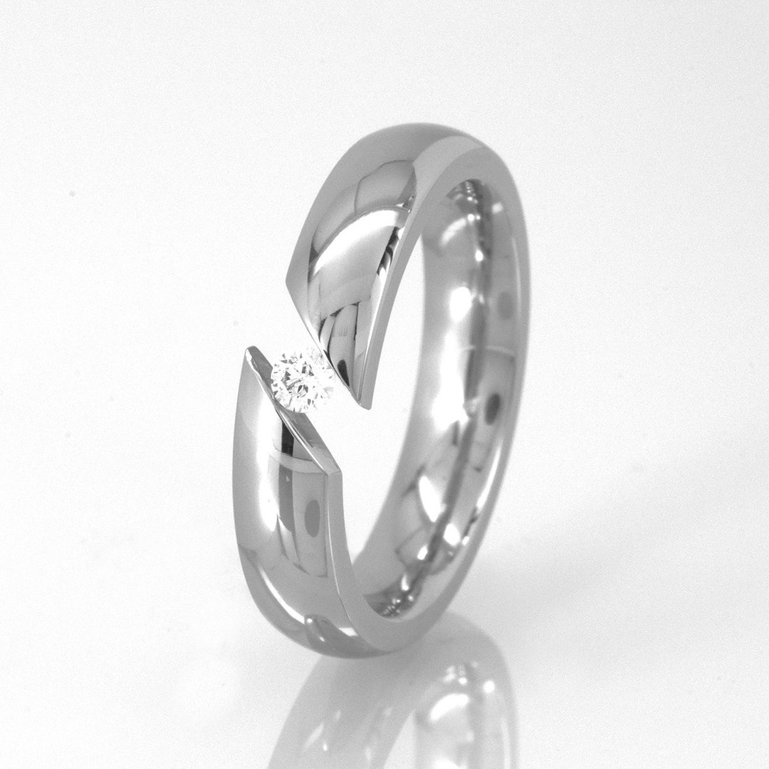 White Sappire Tension Set Bypass Ring-uniquely You- 5hr-p-tension-cz - Etsy