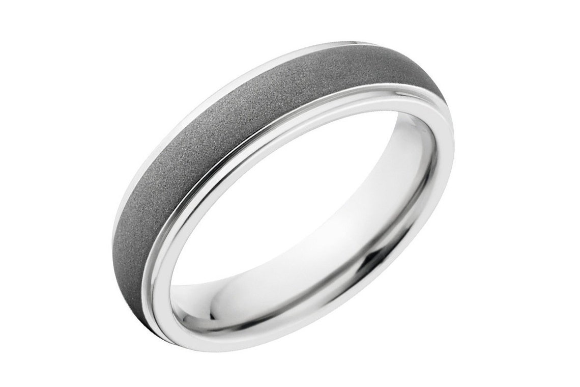 Men's Cobalt Ring, Sandblast Finish, Comfort Fit Wedding Band 5mm: COB ...