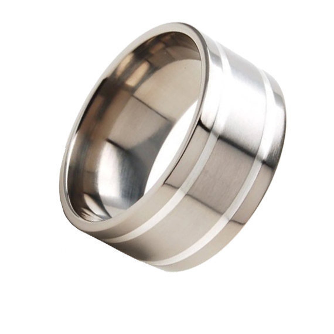 New 11mm Titanium Ring Sterling Silver Inlay Band Modern - Etsy