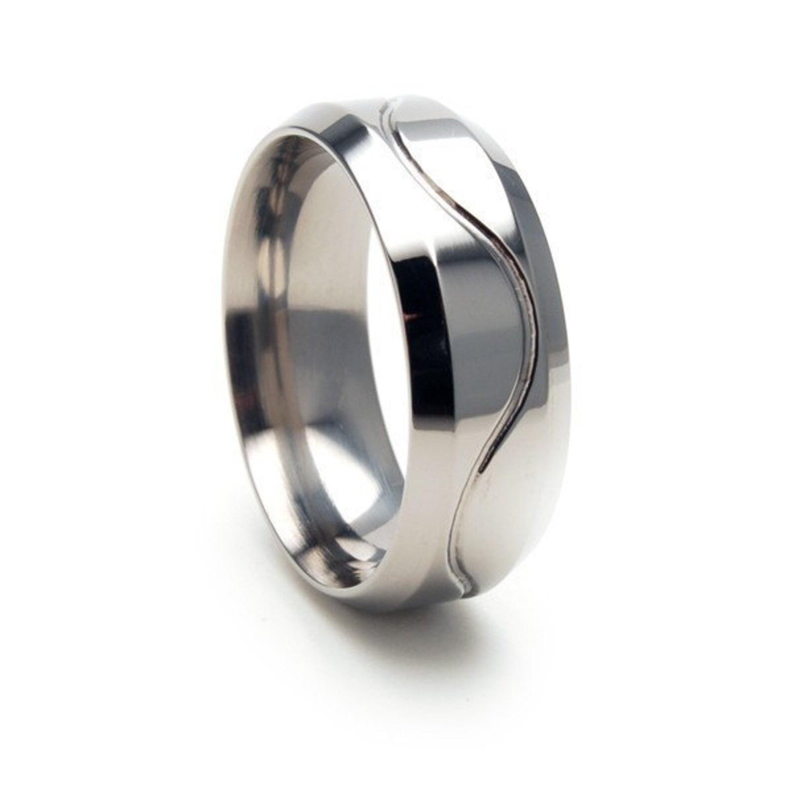 New His and Hers Ring Set Stylish Custom Carved Titanium - Etsy