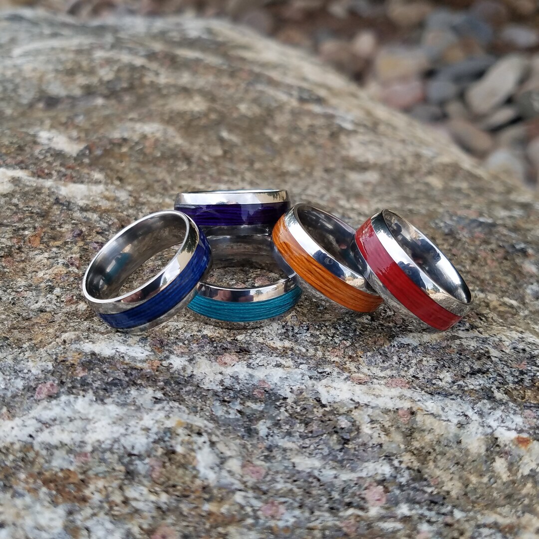 Titanium Fishing Line Ring, Custom Color Wedding Band, Fly Fishing Men ...