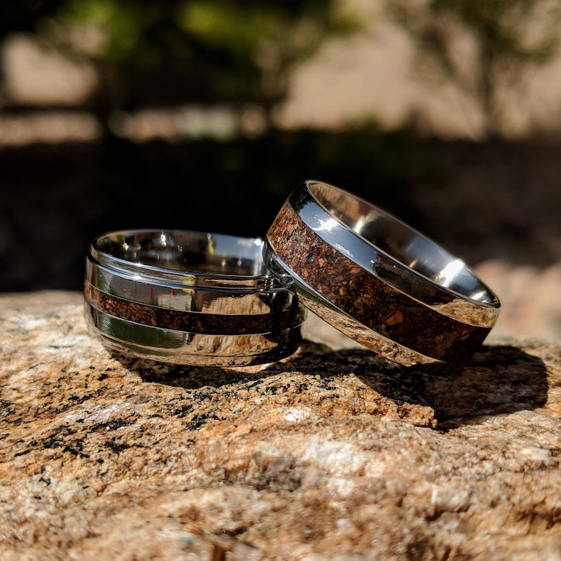 Titanium Dinosaur Bone Ring Set: T-rex Fossil Bands - Etsy