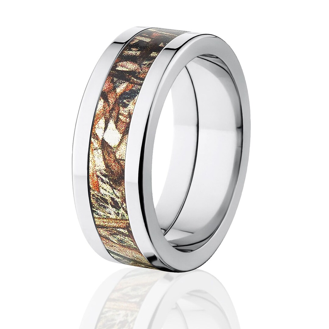 Duck Blind Camo Wedding Rings, Mossy Oak Camouflage Bands, USA Made: 8p ...