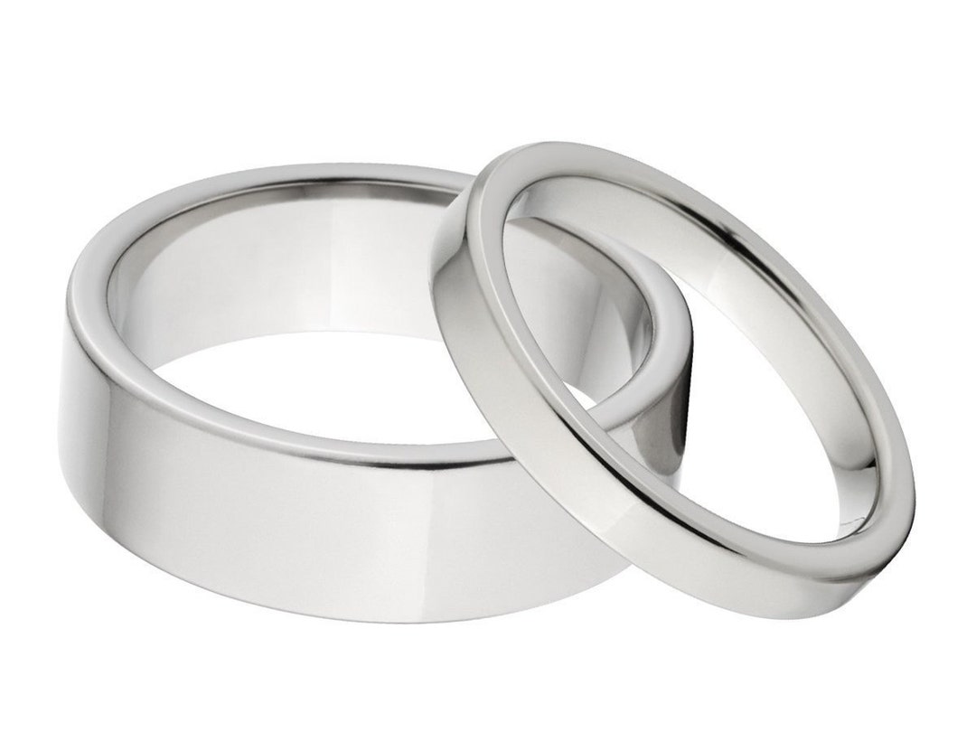Matching Titanium Wedding Rings, His and Hers Comfort Fit Band Set - Etsy