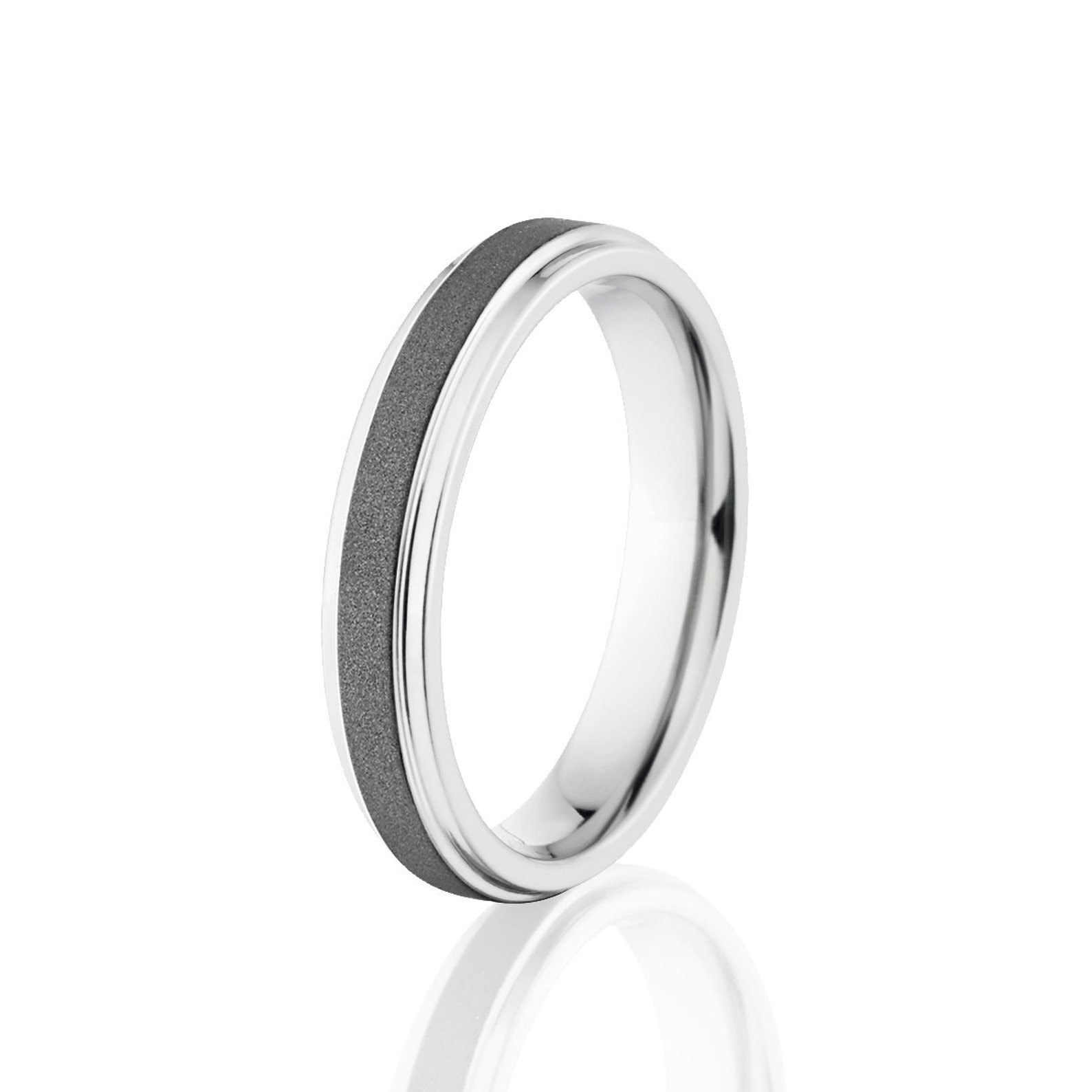 Men's Cobalt Ring, Sandblast Finish, Comfort Fit Wedding Band 4mm: COB ...