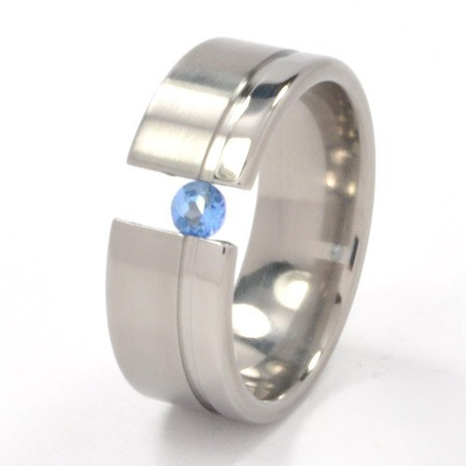New 7mm Wide Titanium Tension Set Ring 7fgoc-b/p-tens - Etsy