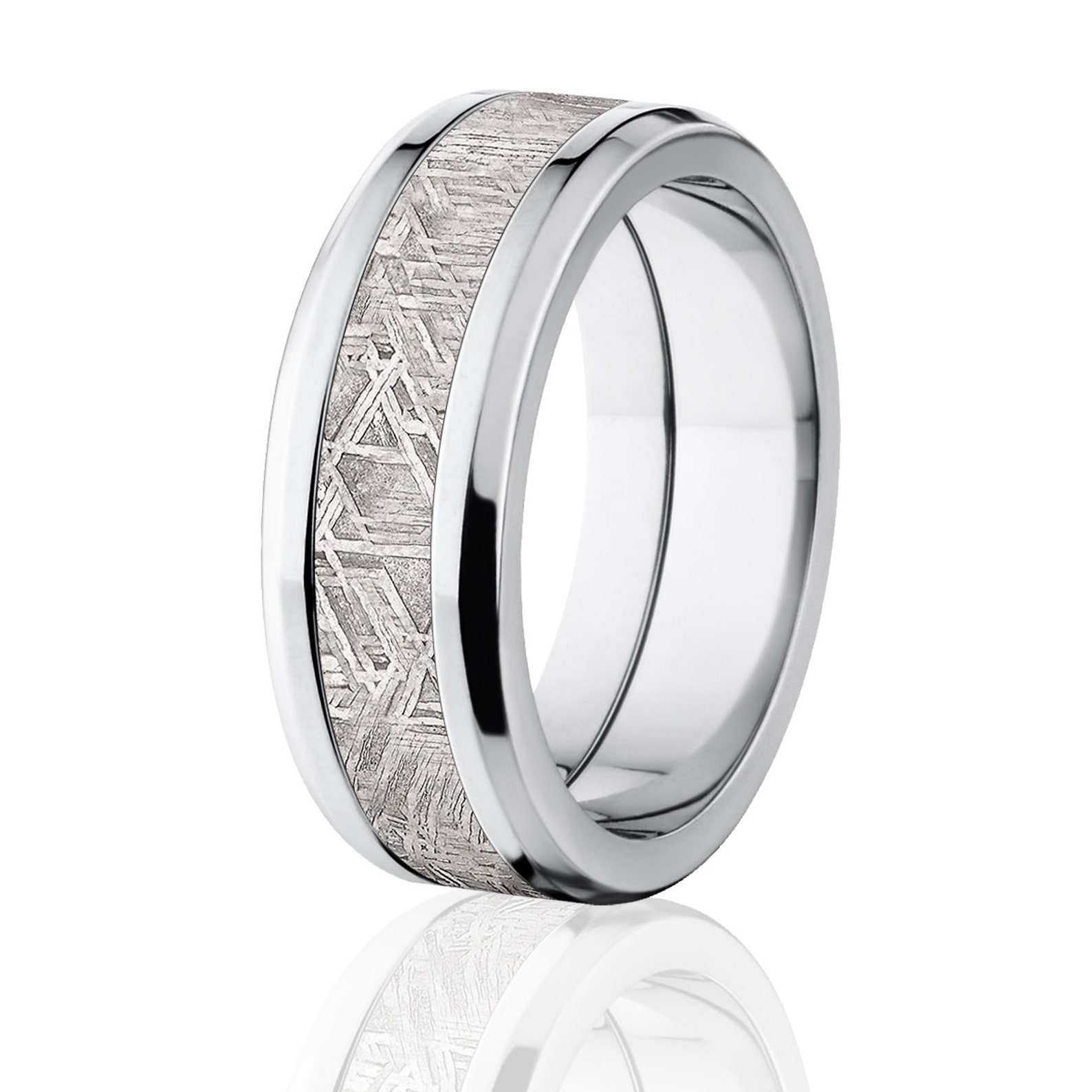 New 8mm Wide Beveled Titanium & Meteorite Ring 8b-meteorite - Etsy