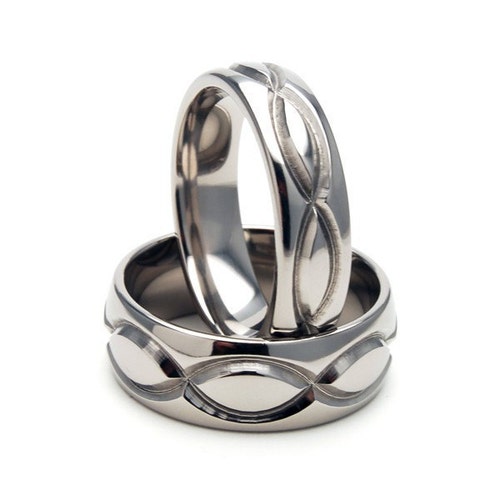 New Infinity His and Hers Set Titanium Wedding Rings - Etsy
