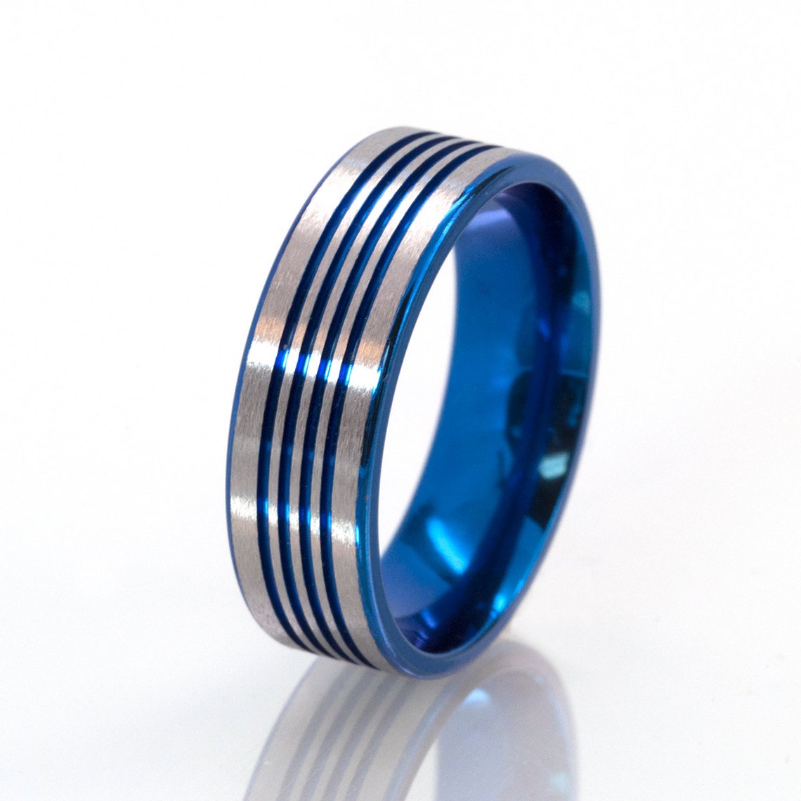 New Titanium Blue Anodized Ring Blue Titanium Rings Blue | Etsy