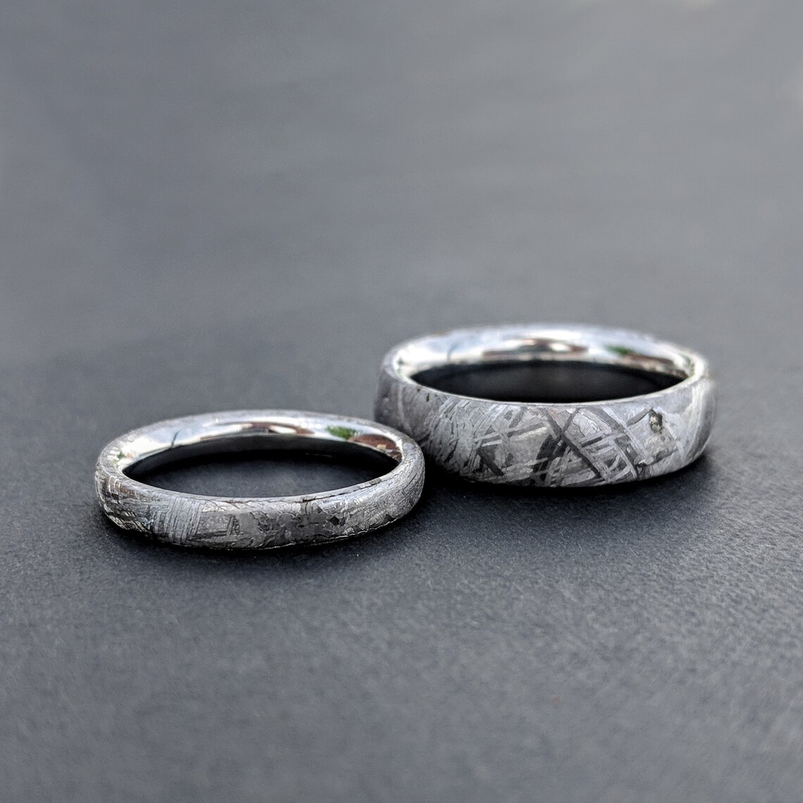 Wedding Ring Set Meteorite Ring, USA Made Custom Artisan Jewelry - Etsy