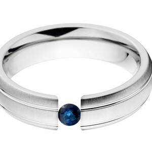 Tension Set Ring, Uniquley You, 6mm, Titanium Ring, Sapphire, 6hr2g-xb ...