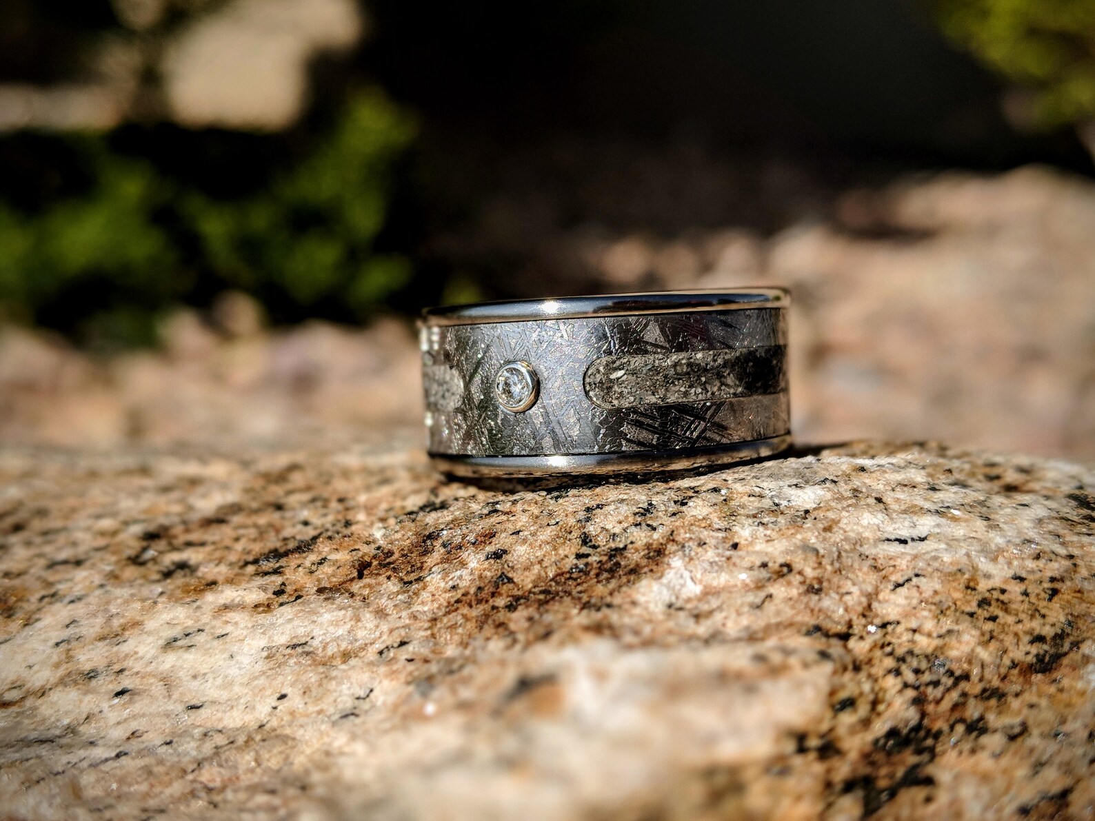 Meteorite Ring Custom Made Meteorite Wedding Band With Inlaid - Etsy