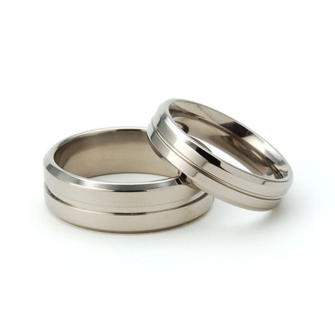 New Titanium Matching Ring Set His and Her's: - Etsy