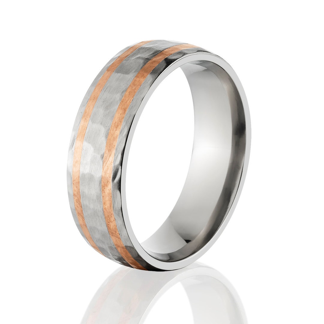 Copper Ring Titanium Wedding Ring Copper Inlay Ring Titanium Wedding ...