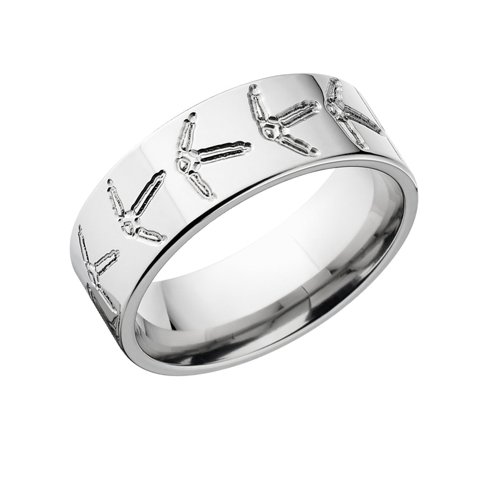Titanium Ring With Milled Turkey Track, Titanium Bands, Hunter Jewelry ...