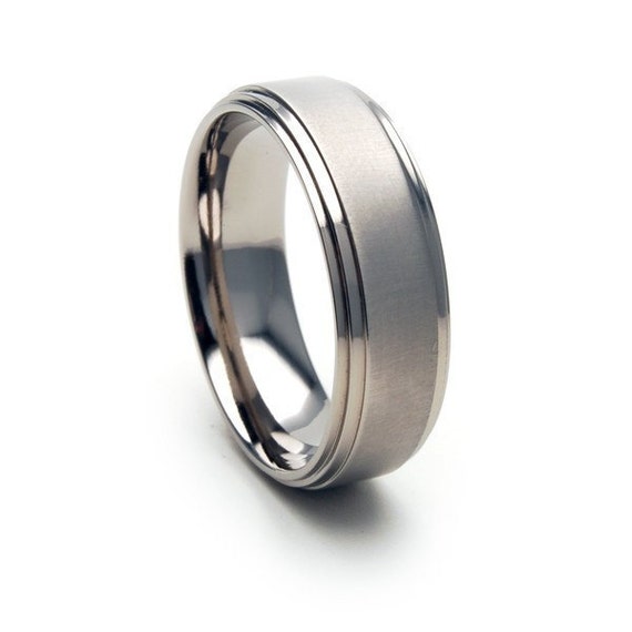 New 8mm Wide Titanium Ring With Cross Brush Finish | Etsy