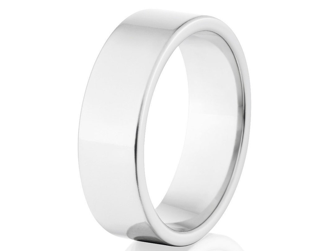 Cobalt Chrome Wedding Band, 7mm High Polish Comfort Fit Ring ...