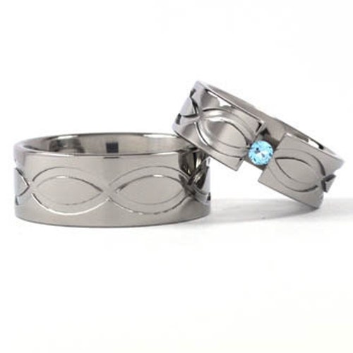 New Infinity His and Hers Tension Set Titanium Wedding Rings: - Etsy