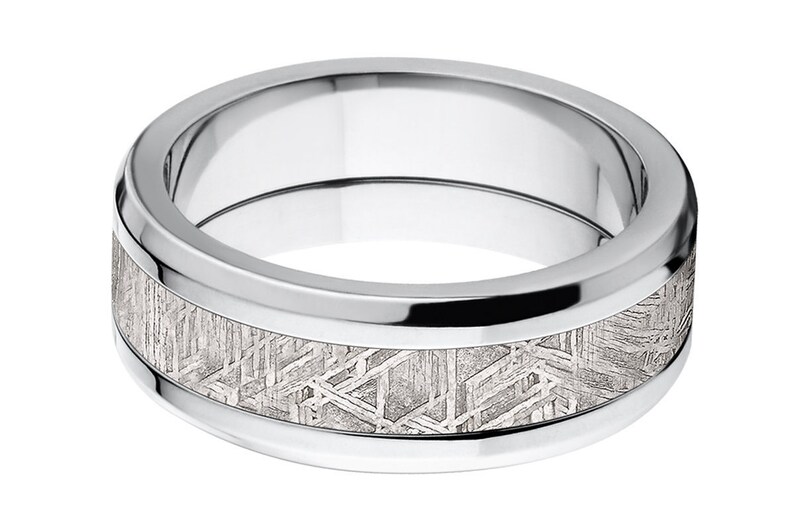 New 8mm Wide Beveled Titanium & Meteorite Ring 8b-meteorite - Etsy
