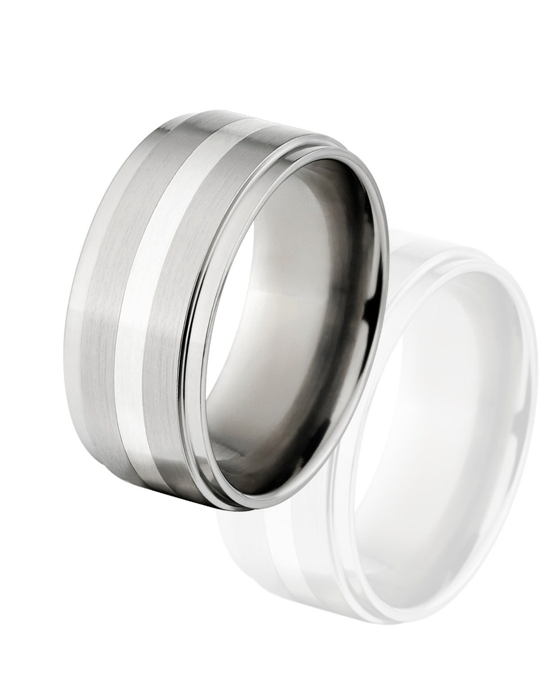 New 10mm Titanium Ring, Sterling Silver Inlay, Modern Ring 4-17 ...