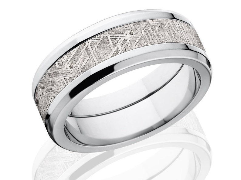 New 8mm Wide Beveled Titanium & Meteorite Ring 8b-meteorite - Etsy