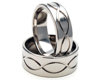 New Infinity His and Hers Set Titanium Wedding Rings | Etsy