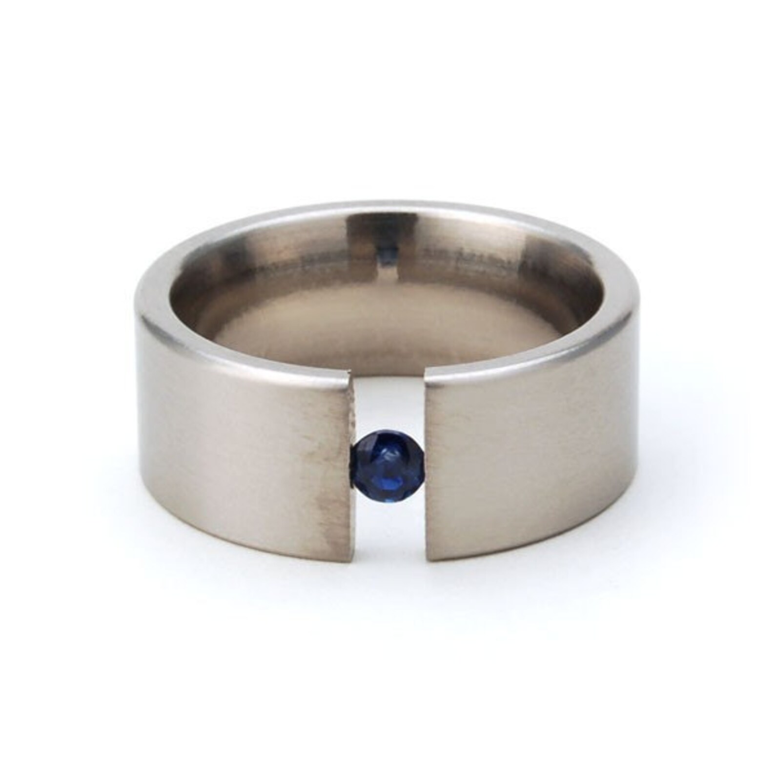 New 8 Mm Titanium Tension Set Ring, Natural Gemstone / Birthstone ...