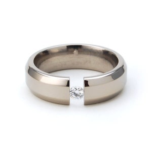 6mm Titanium Tension Set Ring - Choose Your Stone - Modern Ring Sizes 4 ...