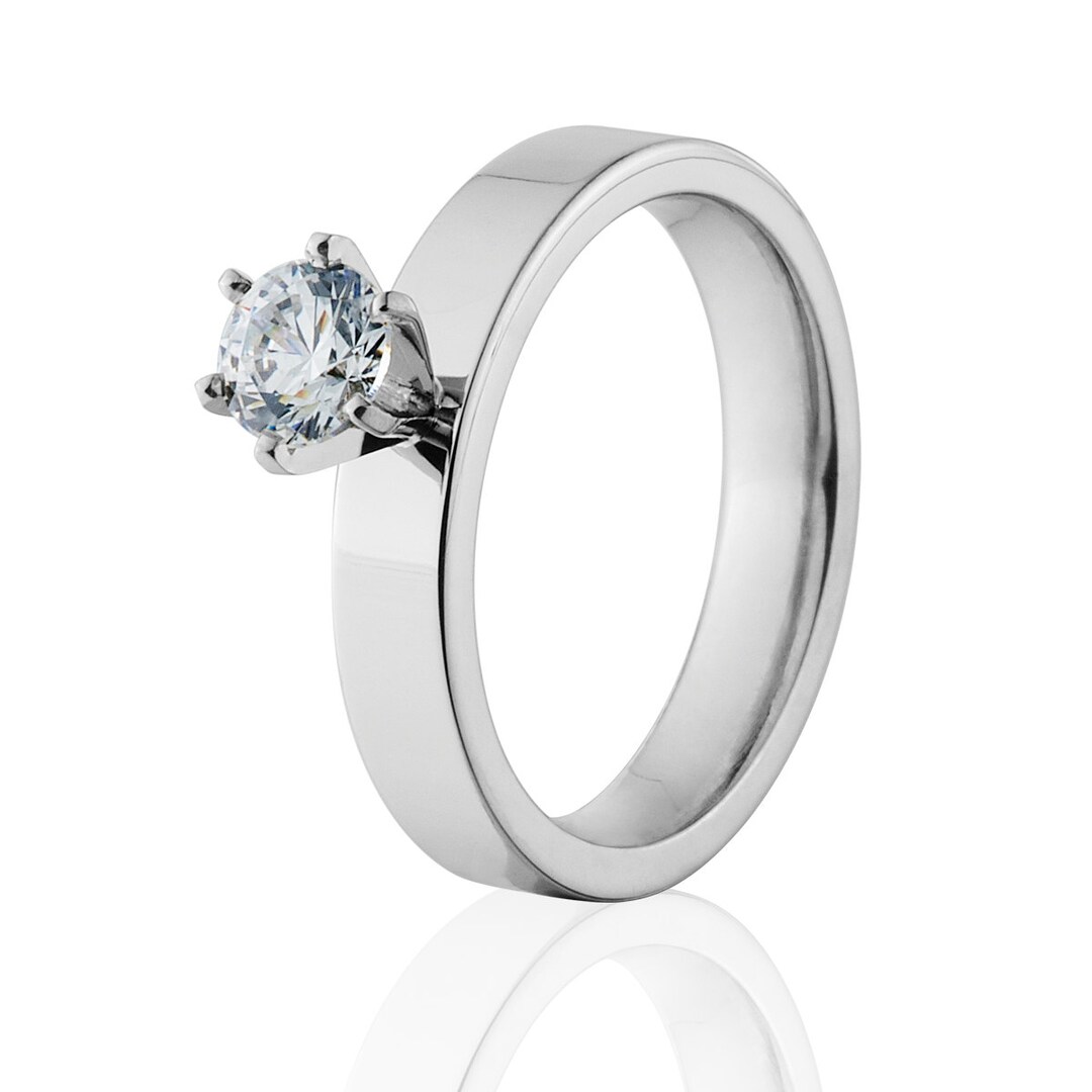 Cobalt Chrome Engagment Ring, Polish Finish Cob-4f-p-prongset - Etsy