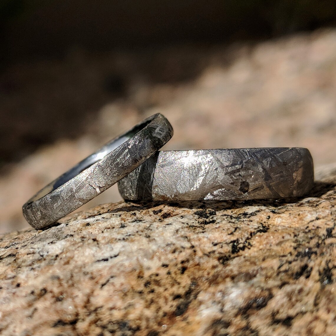Wedding Ring Set Meteorite Ring USA Made Custom Artisan - Etsy