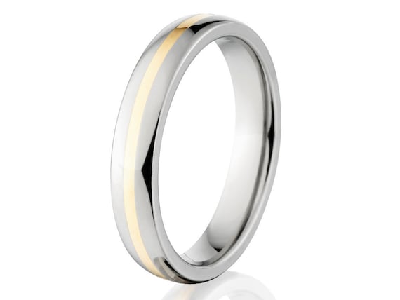 New 5mm Titanium Wedding Ring 14k Yellow Gold Inlay Sizing | Etsy
