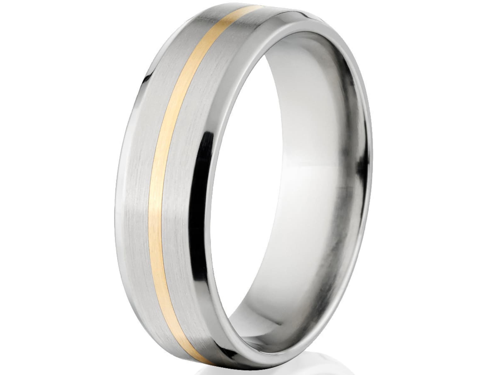 New 7mm Titanium Wedding Ring With 14k Yellow Gold Inlay, -SKU# 7B11G ...