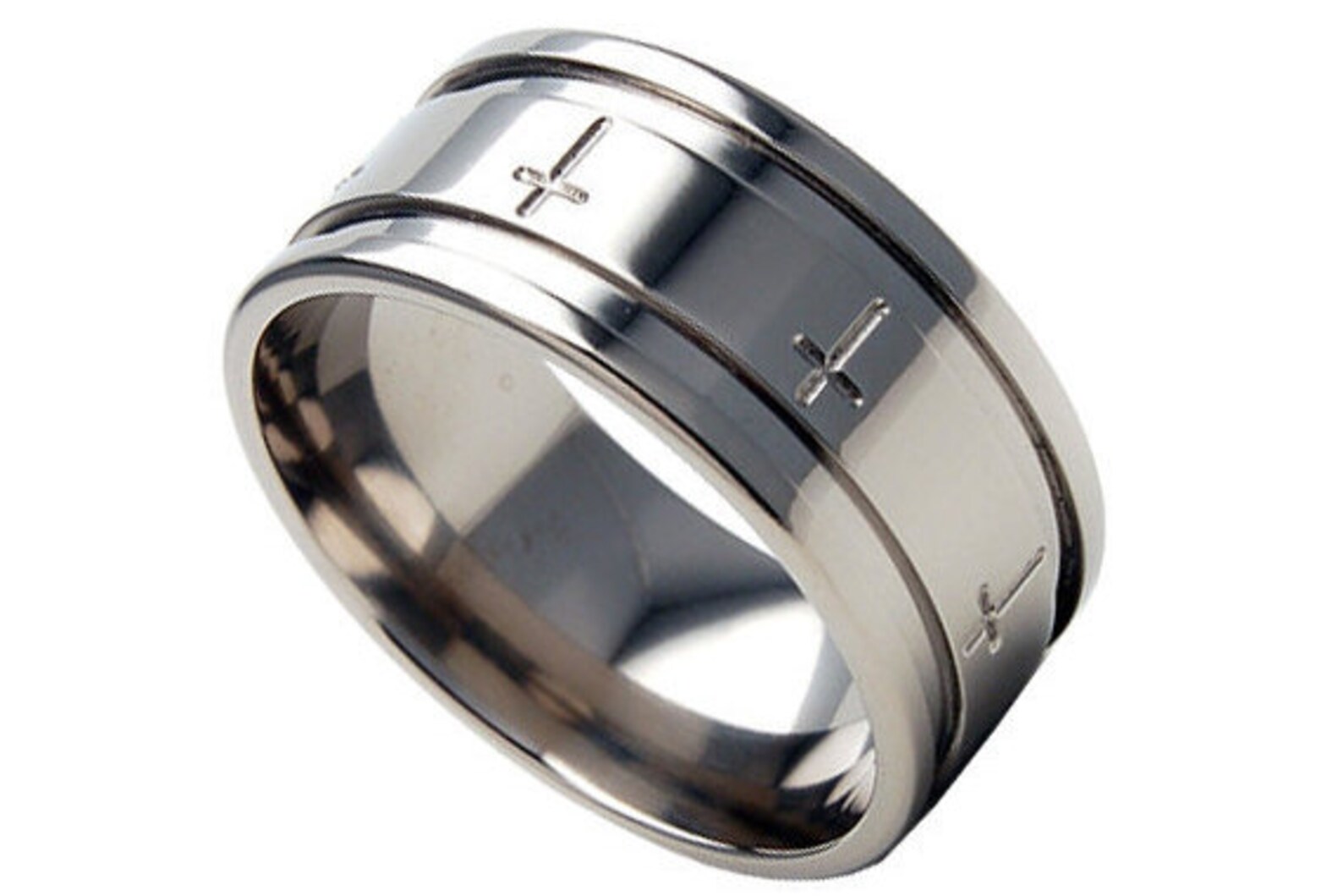 New 10 Mm Christian Cross Titanium Ring: 10F2WG-CROSSAROUNDRING - Etsy