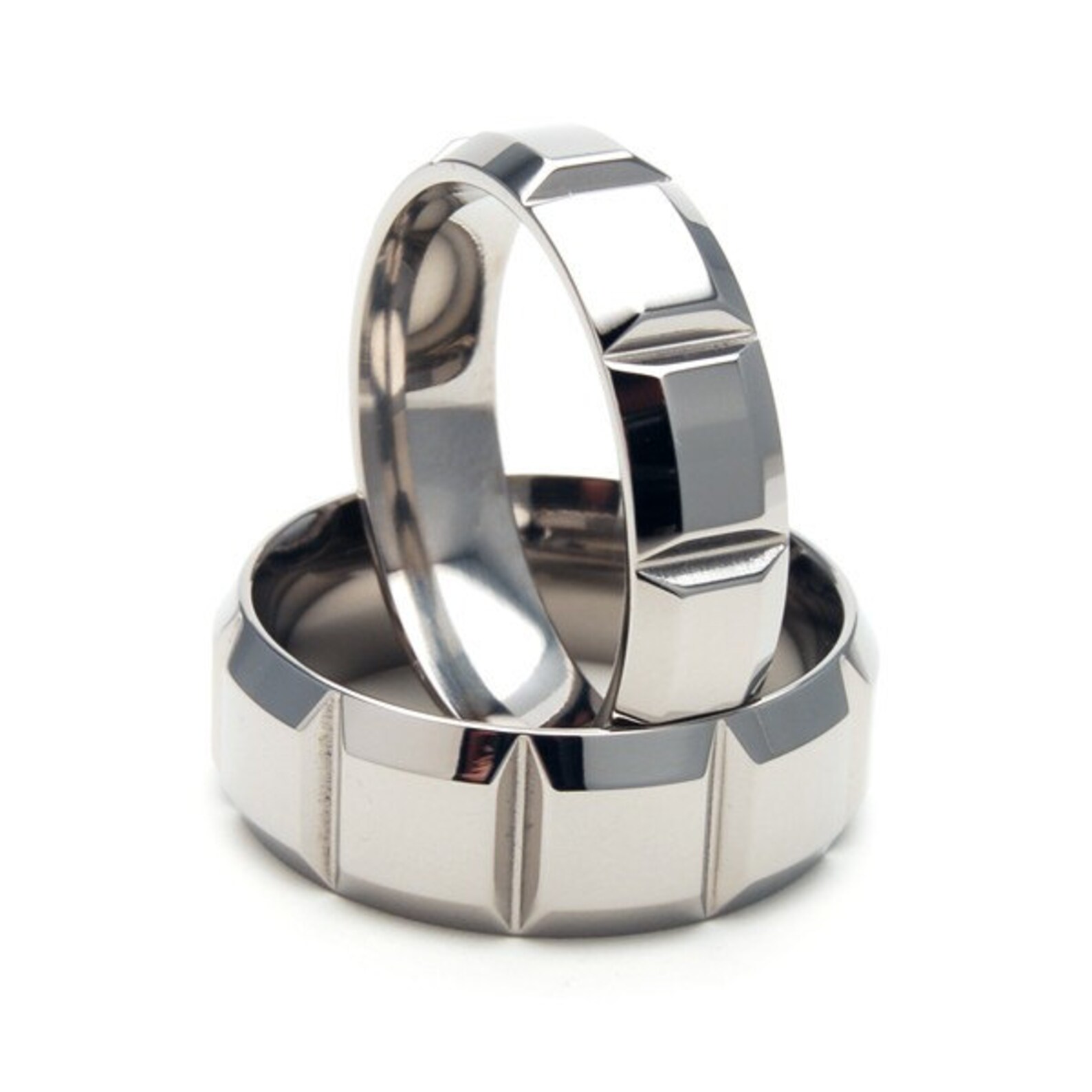 New His and Hers Set Custom Carved Titanium Rings - Etsy