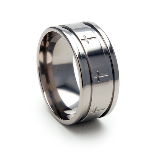 New 10 Mm Christian Cross Titanium Ring: - Etsy