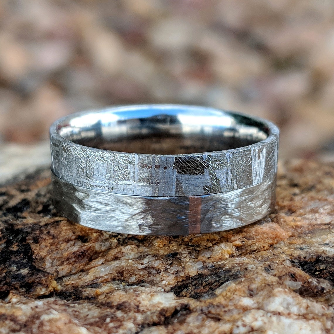 Gibeon Meteorite Ring Custom Made Meteorite Wedding Bands 14k - Etsy