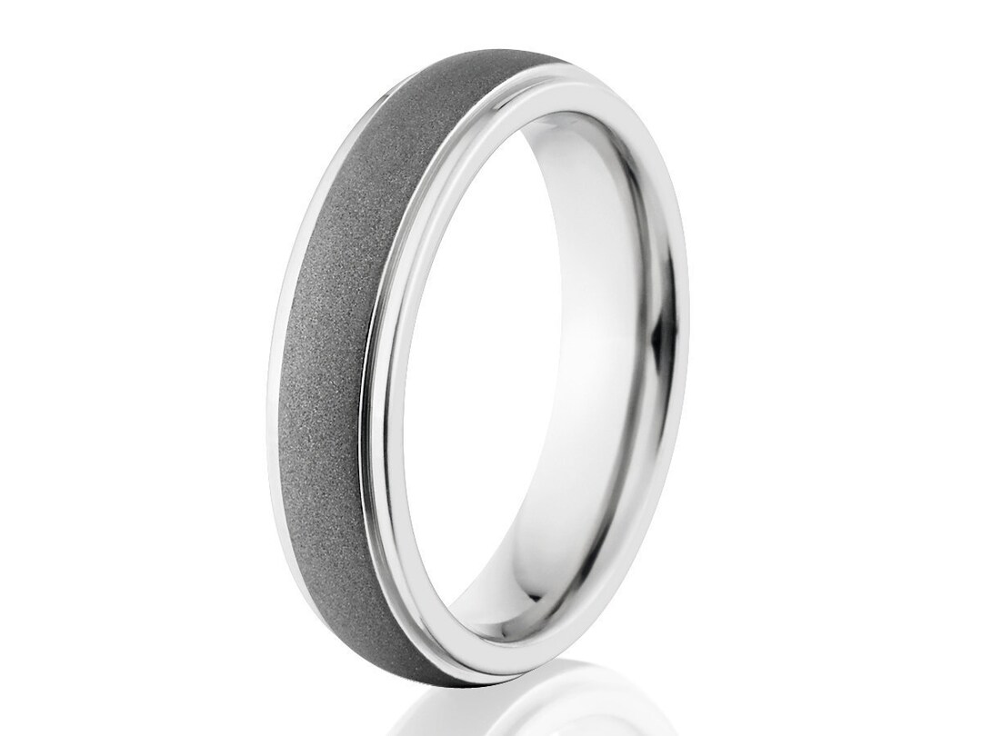 Men's Cobalt Ring, Sandblast Finish, Comfort Fit Wedding Band 5mm: COB ...